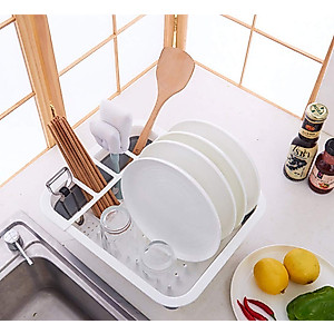 Ahyuan Collapsible Dish Drying Rack Portable Dinnerware Drainer Organizer for Kitchen RV Campers Travel Trailers Space Saving Kitchen Storage Rack Tray (Normal)