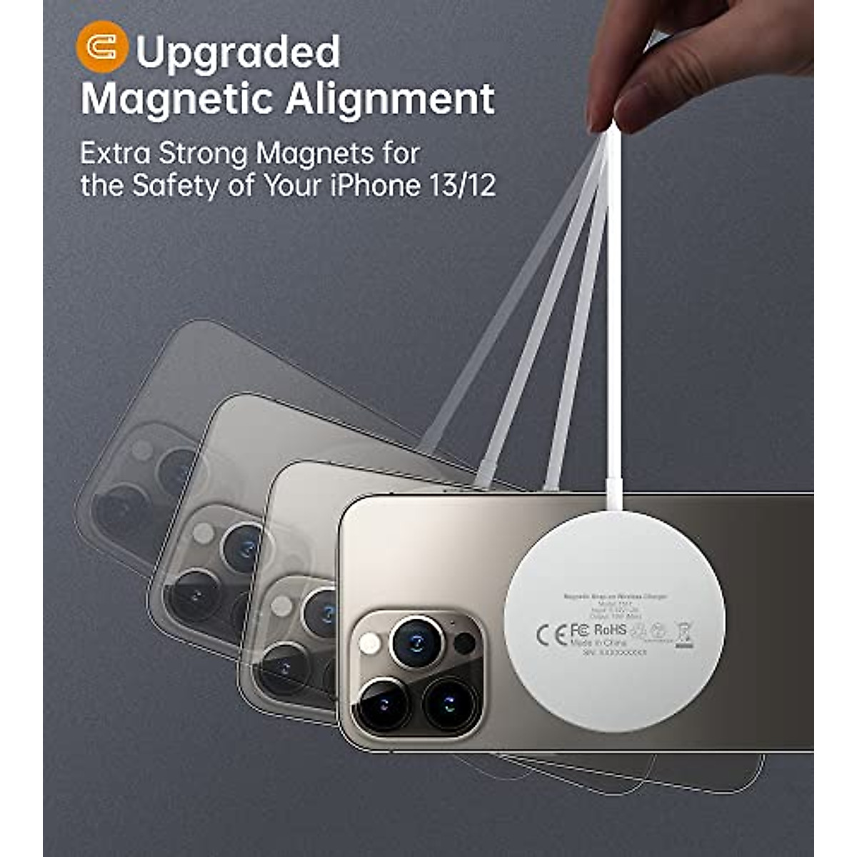 Magnetic Wireless Charger for Apple Series, Mag-Safe Charger Stand 15W Fast Wireless Charging Stand/Pad+5ft USB-C Cable for iPhone 14 13 12 Pro Max Mini, Airpods(with 20W USB-C PD Adapter)Mag Chargers