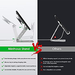 Minthouz Phone Stand for Mag-Safe Charger - Adjustable Aluminum Stand Cradle for iPhone 14/13/12 Pro/Max/Mini/Plus [ The Charger for Mag-Safe is Not Included ]