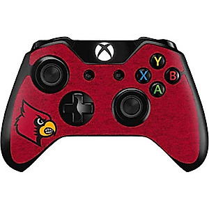 Skinit Decal Gaming Skin compatible with Xbox One Controller - Officially Licensed College Louisville Red Background Design