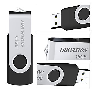 Hikvision 32GB USB 2.0 Flash Drive Flash Storage Memory Stick with Metal Case for Data Storage and Backup with 360 Degree Rotation Speed up to 20MB/S (32GB, USB2.0)…