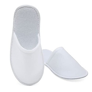 Juvale 24 Pairs Disposable House Slippers for Guests, Bulk Pack for Hotel, Spa, Shoeless Home, White Closed Toe (US Men Size 10, Women 11)