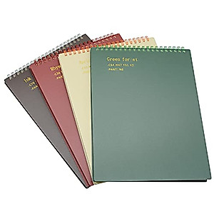 Yansanido Top Bound Spiral Notebook, 4 Pcs B5 Thick Plastic Hardcover 7mm College Ruled 4 Color 80 Sheets -160 Pages Journals for Study, Work, Travel and Notes (Dark Color)