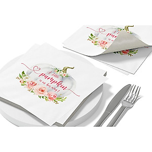 Yuzioey 50 Pcs Pumpkin Shower Napkins, A Little Pumpkin is on Her Way Baby Shower Disposable Paper Napkins, Pumpkin Theme Baby Shower Supplies Party Napkins, Safari Baby Shower Decorations 6.5" x 6.5"