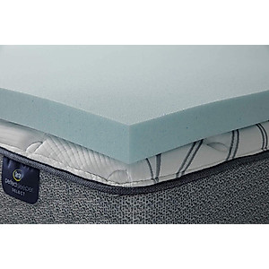 Serta ThermaGel Cooling, Pressure-Relieving Memory Foam Mattress Topper, 3 Inch, Twin Blue