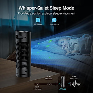 VCK 13-Inch Tower Fan - 70° Oscillation Desk Fan with 3 Speeds, 3 Wind Modes, Safe Bladeless Design, Digital Touch Screen, Remote Control, 1-7H Timer - Quiet Table Fan for Home Office Bedroom