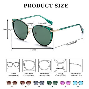 DUCO Cat Eye Sunglasses for Women Retro Polarized Womens Sun Glasses 90s Vintage Shades UV Protection DC1222