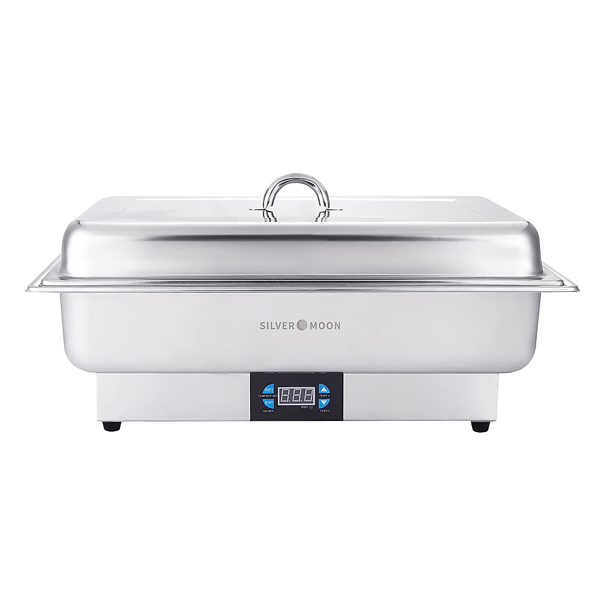 SILVER MOON 9 QT Electric Chafing Dish Buffet Set with Stainless Steel Lid, Digital Display Temperature Full Size Electric Chafer, Chafing Dish for buffet, Buffet Servers and Food Warmers for Parties