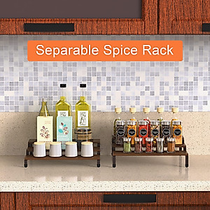 Bextsrack Spice Rack Organizer for Cabinet, Bamboo 3-Tier Expandable Seasoning Display Step Shelf for Kitchen Pantry Countertop Cupboard