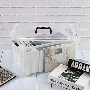 Doryh Pack of 4 Latch Storage Box, 17.5 L Clear Container Box with Handle