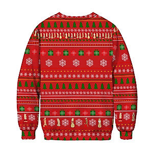 Mens Christmas Ugly Sweaters Funny Dirty Dildos Secret Casual Round Neck Sweatshirts 3D Graphic Long Sleeve Pullover Red