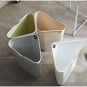 Happiness Decoration Plastic Triangle Garbage Can Without Lid Home Office Bathroom Trash Can Waste Paper Basket Wastebasket for Narrow Spaces Recycling Bins (White) …