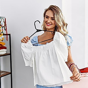 HOUSE DAY Black Plastic Hangers 50 Pack, Plastic Clothes Hangers Shirt Hangers, Space Saving Plastic Coat Hangers for Closet, Clothing Hangers Adult Hangers for Shirts, Coats, Skirt, Dress