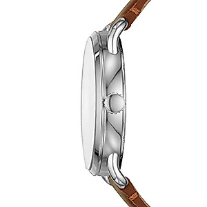 Fossil Men's Copeland Quartz Stainless Steel and Leather Three-Hand Watch, Color: Silver, Brown (Model: FS5737)