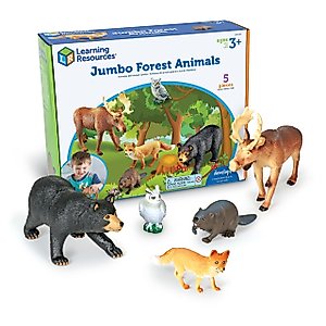 Learning Resources Jumbo Forest Animals - 5 Pieces, Ages 3+ Pretend Play Animals for Toddlers, Preschool Learning Toys, Kids Play Animal Figures, Zoo Animals