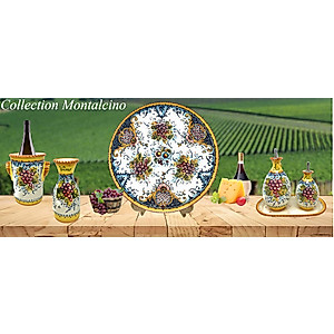 CERAMICHE D'ARTE PARRINI- Italian Ceramic Utensil Holder Wine Bottle Hand Painted Made in ITALY Decorated Grape Montalcino Tuscan Art Pottery