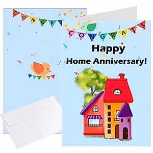 Happy Home Anniversary Realtor Thank You Cards with Envelopes 24 Pcs Blank Greeting House Postcards Real Estate Thank You Notes Housewarming Card For Real Estate Agents Welcome New Home Realtor Gifts