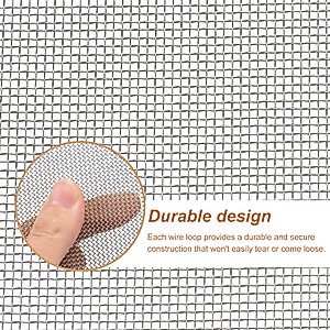 uxcell 20 Mesh 304 Stainless Steel Woven Wire Mesh Screen, 118 inch x 24 inch Hard and Heat Resisting Wire Mesh for Wall, Hole, Garden, DIY Project, Never Rust, Easy to Cut
