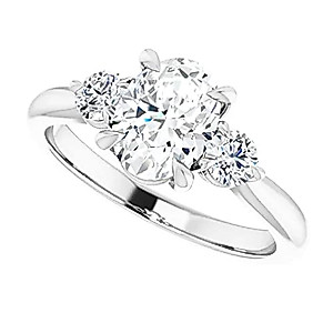 JEWELERYIUM 1 CT Oval Colorless Moissanite Engagement Ring, Wedding Bridal Ring Set, Eternity Sterling Silver Solid Diamond Solita White