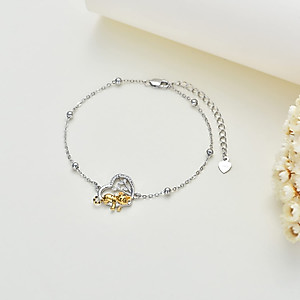 LONAGO 925 Sterling Silver Tiger Bracelet Tree of Life with Cute Tiger Bracelet for Women