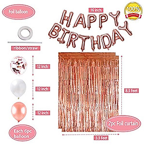 OUGOLD 21st Birthday Decorations Rose Gold Party Supplies for her Gift Finally 21 sash Garland Happy Birthday Balloon foil Curtain Backdrop Props Cake Topper &Confetti Ballon 21st Bday