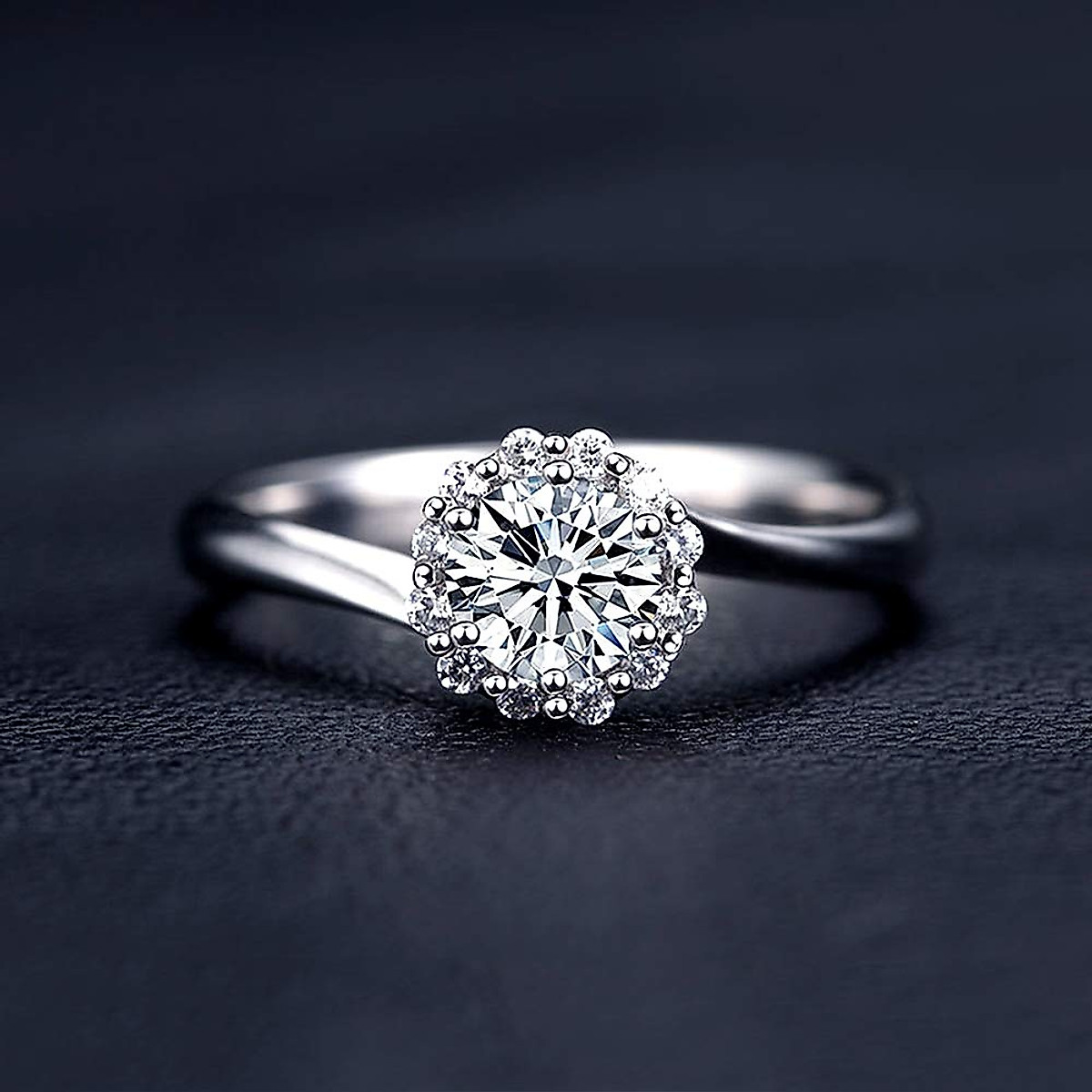 ELFRONT Personalized Moissanite Engagement Ring for Women Wedding Ring with Engraved Name Gold Anniversary Ring Band (Silver, 14K Solid Gold)