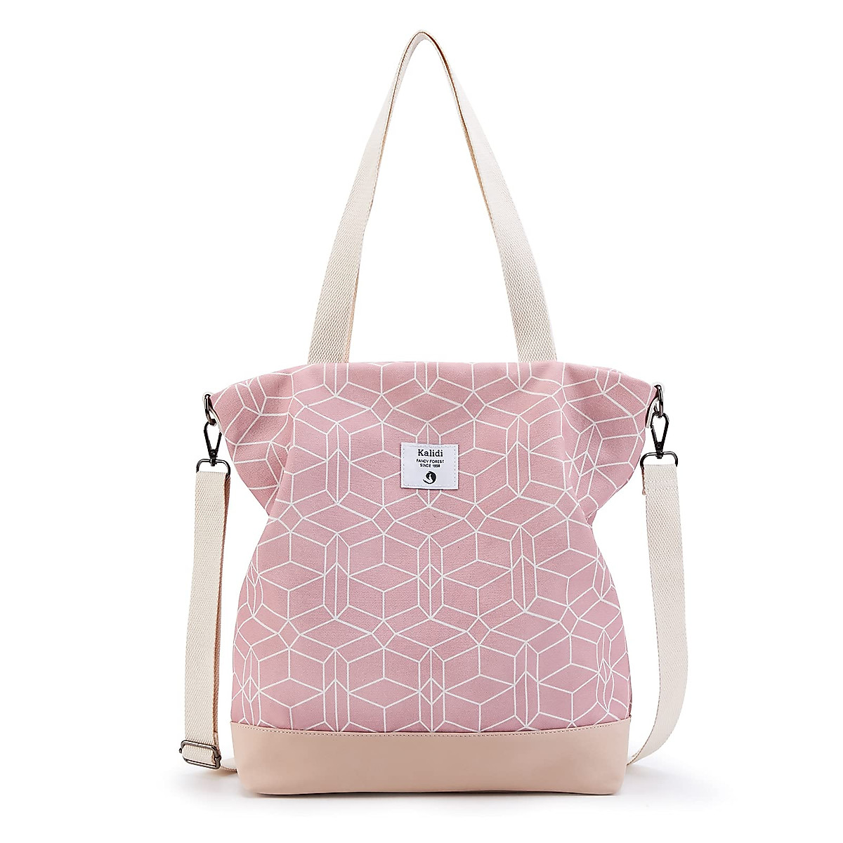 KALIDI Canvas Tote Bags Casual Shoulder Handbags Purse Geometric Patterns Crossbody Work Bag for Women, Pink