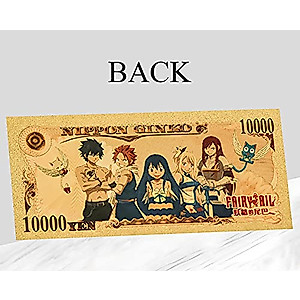 YJacuing Anime Fairy Tail Gold Coated Banknote, Limited Edition Collectible Bill Bookmark (5 PCS Collection)