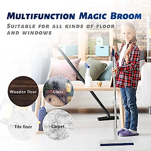 Multifunction Magic Broom Sweeper 4-1 Extral Long Handle Silicone Floor Squeegee Broom no Bristles Excelent for Flat Floor and Especial Good Job for Pet Hair Remover