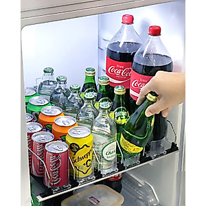 FanFolou Soda Can Organizer for Refrigerator - Self Pushing Drink Organizer for Fridge, Width Adjustable, Drink Dispenser for Fridge, Pantry, Kitchen(3 Row,12.2 Inch)