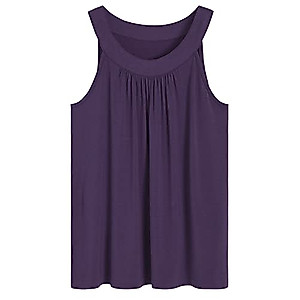 Latuza Women's Soft Bamboo Viscose Tank Top Shorts Pajamas Set 2X Eggplant