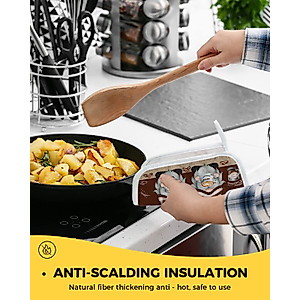 Pot Holders for Kitchen Cute Coffee Gnome with Cup and Beans Brown Set of 5 Potholders Heat Proof Non-Slip Oven Pot Holder Insulation Terry Cloth Hot Pad with Loop Retro Cotton Txeture