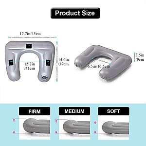 Nevife Raised Donut Pillow,Inflatable Toilet Seat Cushion,Height Adjustable Toilet Seat, PVC Commode Support Cushion for Adults,Seniors,Elderly, Disabled,Tailbone Pain Relief