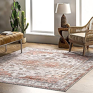 nuLOOM Banks Vintage Machine Washable Area Rug, 5' x 8', Beige