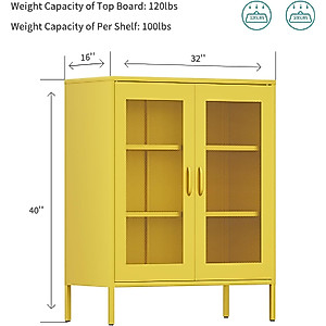 YAUWOH Metal Garage Storage Cabine with 2 Doors and 4 Adjustable Shelves - 73" Metal Display Cabinet,Metal Mesh Cabinet for Office,Home,Garage,Gym,School