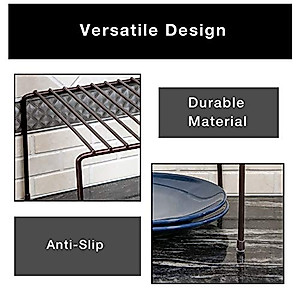 Smart Design Classic Storage Shelf – Set of 6, Large (8.5 x 16 in.), Bronze – Sturdy Steel Pantry Organizer with Rust-Resistant Finish and Non-Slip Feet for Easy Home Organization and Storage