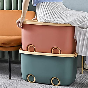 LIFKOME Children Toy Box Children Toy Storage Box Toy Storage Organizer Bins with Lid Rolling Plastic Storage Boxes with Wheels for Home& Office Organization Organizer Box Children Toy Storage Box