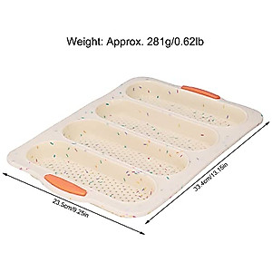 Silicone Baguette Mold 4 Grooves Nonstick French Bread Mold with 2 Handles Smooth Surface Bread Baking Roll Pan Kitchen Tool for Toast Loaf Sandwich(Beige)