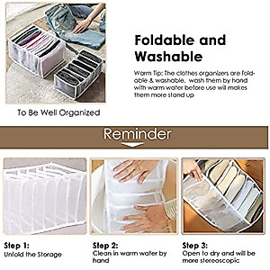 Rayeeley 2Pcs Wardrobe Clothes Compartment Organizer, Foldable Closet Drawer Organizers Jeans Drawer Dividers Organizers Clothes Mesh Separation Box for Thin Jeans Legging T-Shirt Kids Clothes(White)