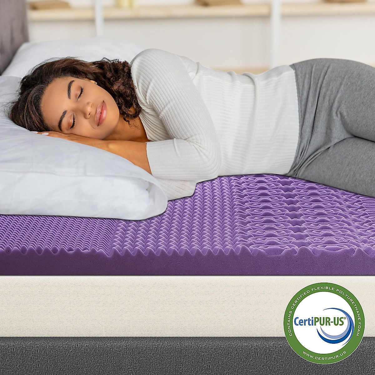 Airdown 3 Inch 5-Zone Gel Infused Memory Foam Mattress Topper Twin Size, CertiPUR-US Certified