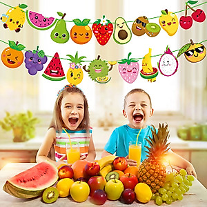Fruit Theme Birthday Party Decorations Twotti Frutti Party Banner Cute Fruit with Smiling Face Patterns Garland for Summer Fruit Birthday Party Baby Shower Supplies