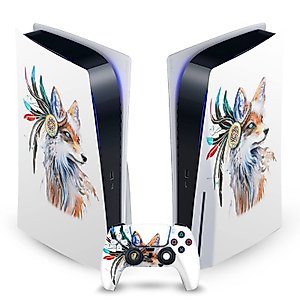 Head Case Designs Officially Licensed Pixie Cold Fox Art Mix Matte Vinyl Faceplate Sticker Gaming Skin Case Cover Compatible with Sony Playstation 5 PS5 Disc Edition Console & DualSense Controller