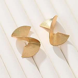 6 Pairs Gold Drop Dangle Earrings for Women Geometric Statement Earring Exaggerated Twisted Gold Earrings Set Jewelry for Women and Girls (6 Pairs Gold)