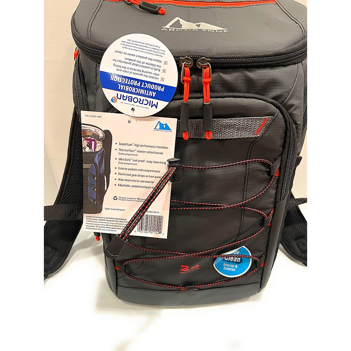 Arctic Zone Backpack Cooler 24 Can + Ice Holder, Black
