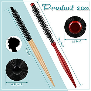2 Pcs Small Round Hair Brush Mini Round Wood Brush Roller Quiff Hair Combs Nylon Bristles es Salon dressing for Blow Drying Curly Styling Bangs Lifting Beard Care, 2 Styles