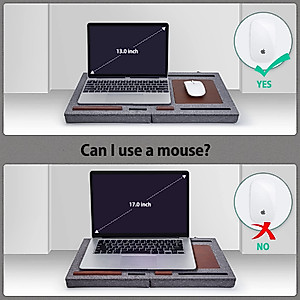 Lap Desk - Fits up to 17 inch Laptop Desk, Built in Mouse Pad Portable Lap Stand Lightweight Laptop Table with Phone Holder, Laptop Stand for Bed Sofa Home Office, Grey