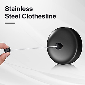 4 Pieces Retractable Clothesline 304 Stainless Steel Cloth Line 9.2ft Retracting Adjustable Laundry Line Heavy Duty Shower Rope String Retracting Clothesline for Indoor Outdoor Home (Black)