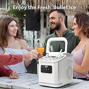 Electactic Ice Maker Machine countertop Self Cleaning Portable Compact Small Bullet Ice Maker with Digital Screen,9 Cubes in 6 Mins,26lbs in 24Hrs,for Camping Dorm Home Outdoor（White）