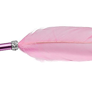 Maydahui 24PCS Natural Goose Feather Rollerball Pen Fashion Cute Kawaii Pens Black Gel Ink Pens for Student Girls