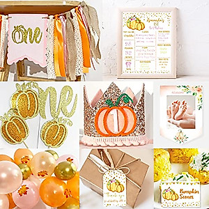 BSMIEFUS Little Pumpkin 1st Birthday Party Decorations Supplies, Pumpkin First Birthday Decorations for Autumn Fall 1st Birthday, Halloween Thanksgiving 1st Birthday, Little Pumpkin 1st Birthday